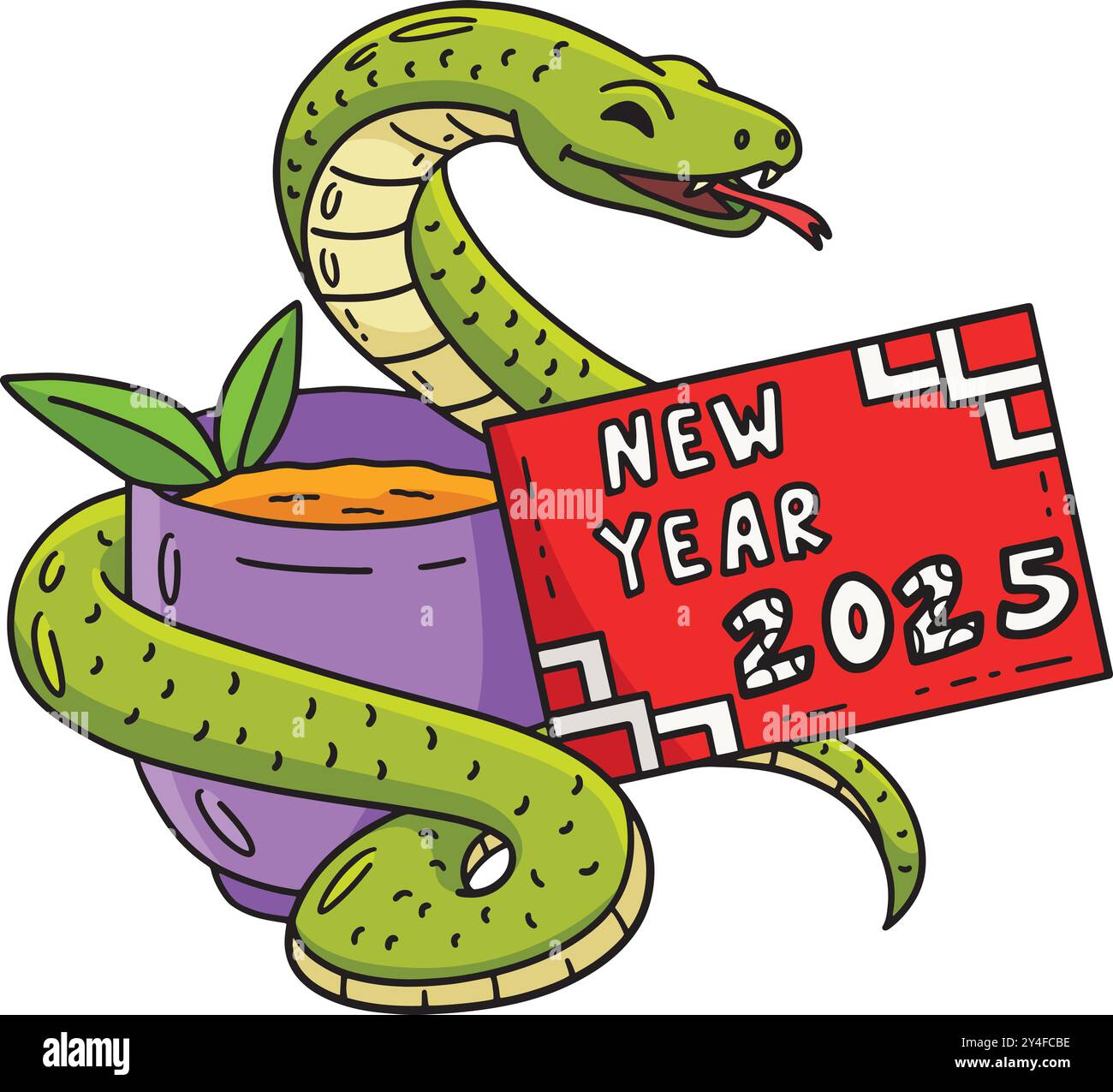 Year of the Snake New Year 2025 Cartoon Clipart Stock Vector Image ...