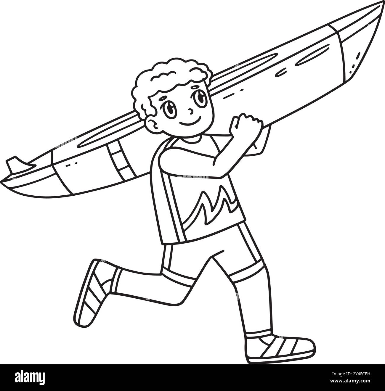 Rowing Oarsman Carrying Boat Competition Isolated Stock Vector Image ...