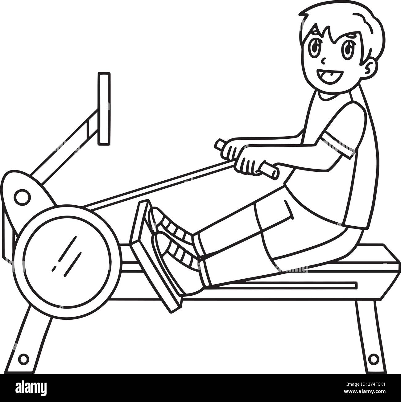 Rowing Oarsman on Indoor Rowing Machine Isolated Stock Vector Image ...