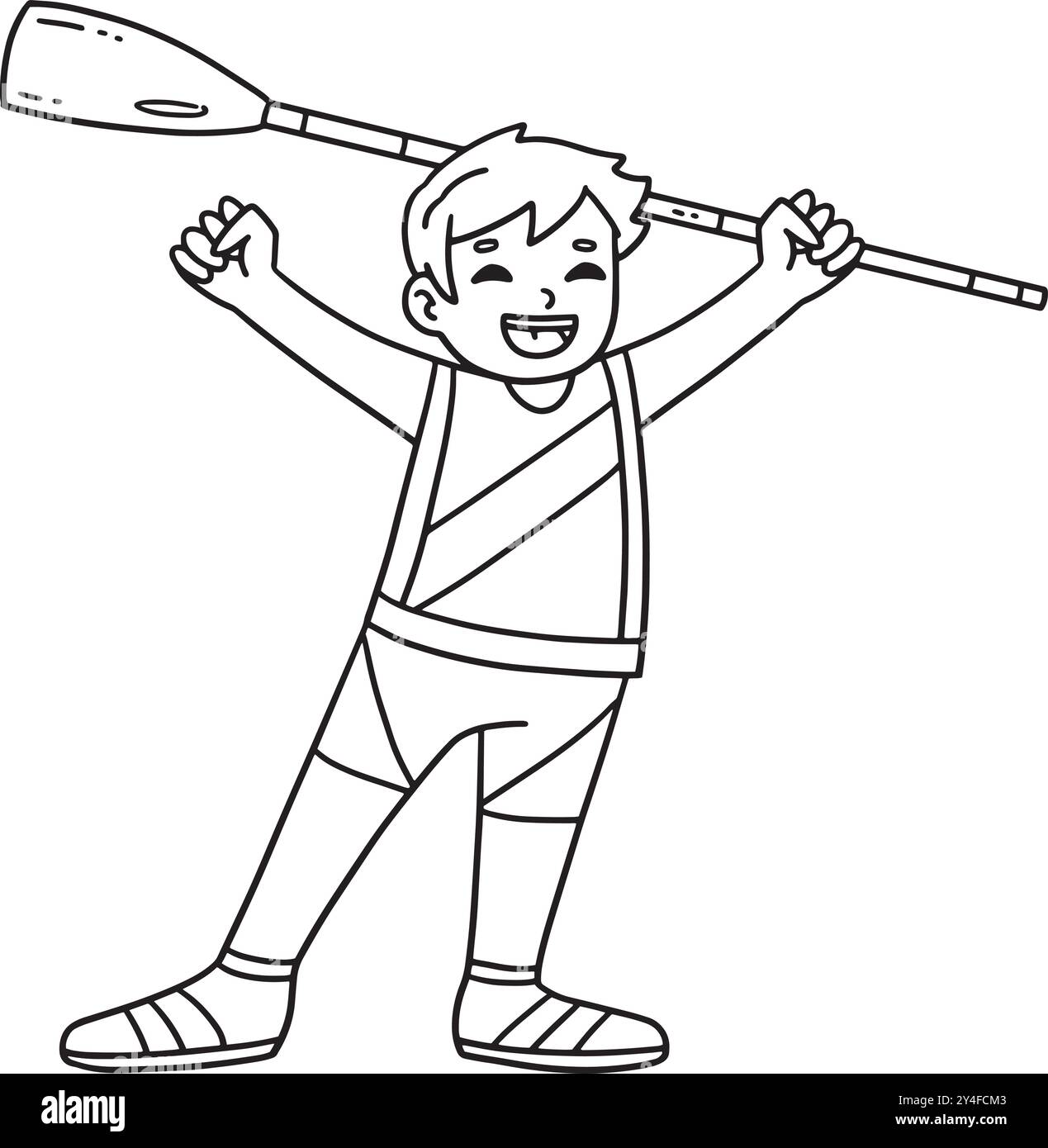 Rowing Oarsman Raising Oar in Victory Isolated Stock Vector Image & Art ...