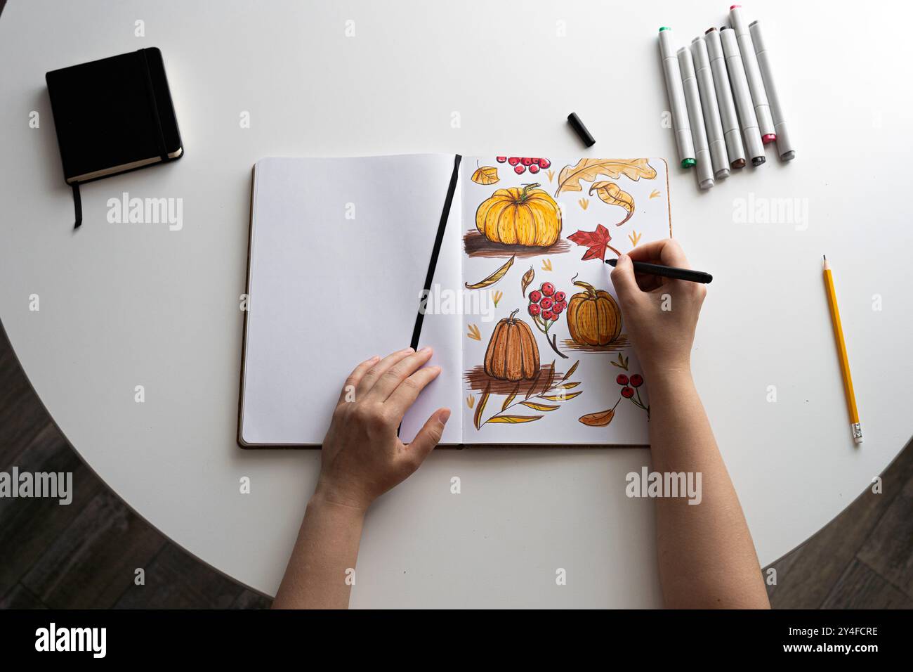 Hand Drawing Autumn Illustration With Stock Photo - Alamy