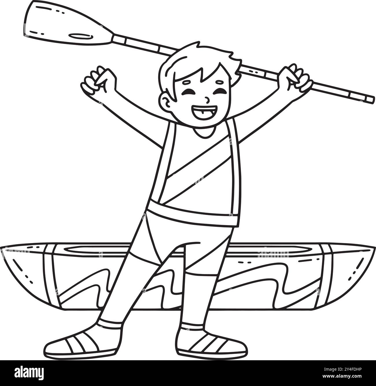 Rowing Oarsman Raising Oar in Victory Isolated Stock Vector Image & Art ...