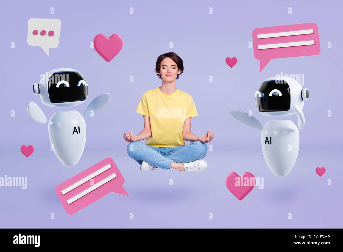 Composite trend artwork 3D sketch photo collage of robot assistant ...