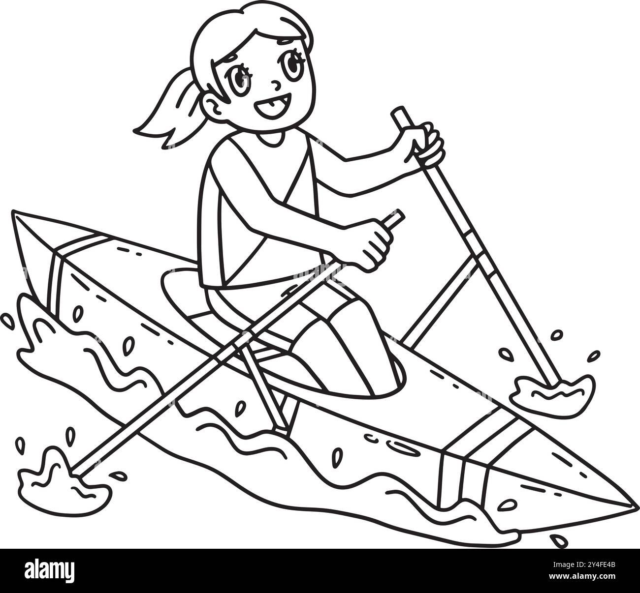 Rowing Oarswoman Isolated Coloring Page for Kids Stock Vector Image ...
