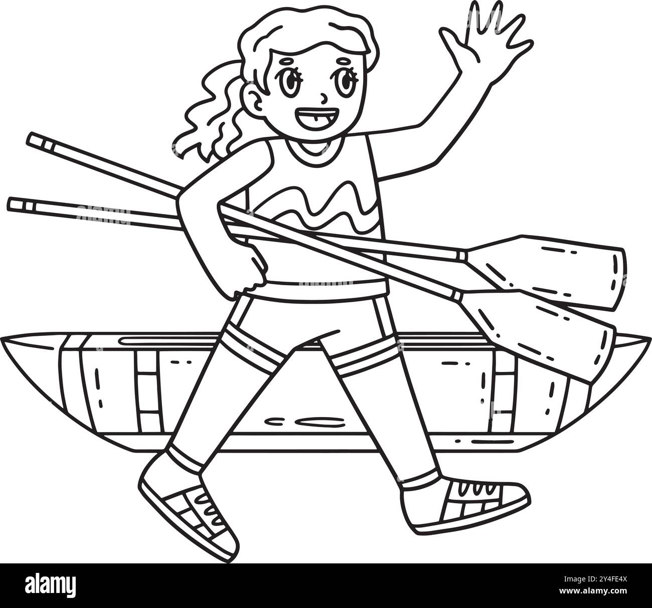 Rowing Oarswoman Carrying Oars Isolated Coloring Stock Vector Image ...