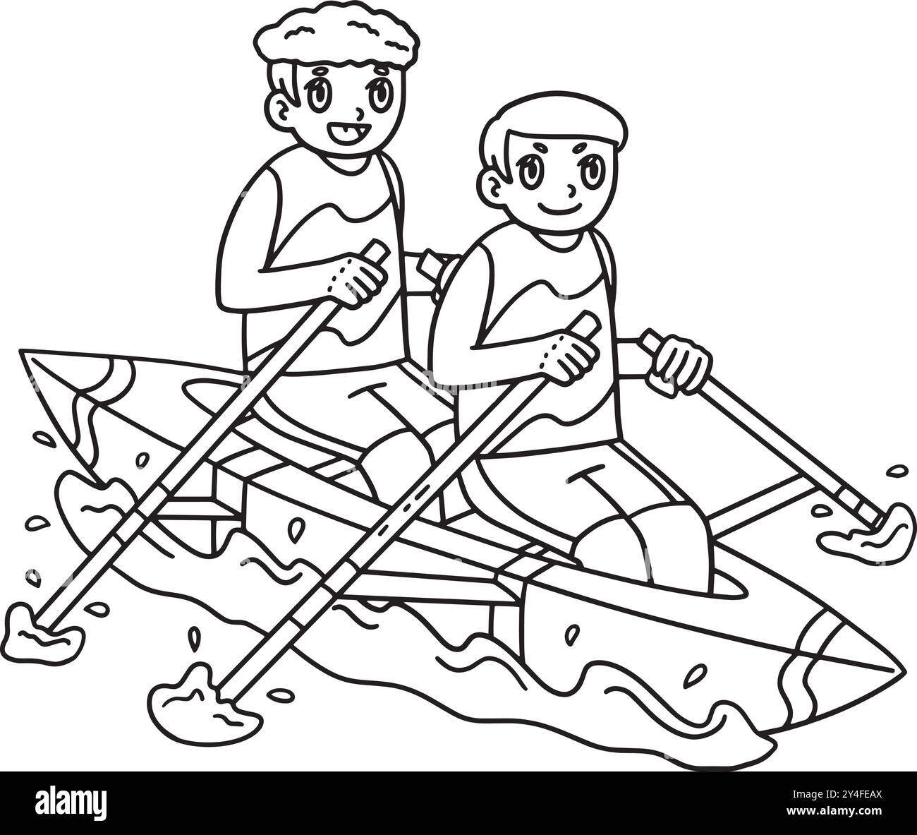 Rowing Pair Oarsmen Isolated Coloring Page Stock Vector Image & Art - Alamy