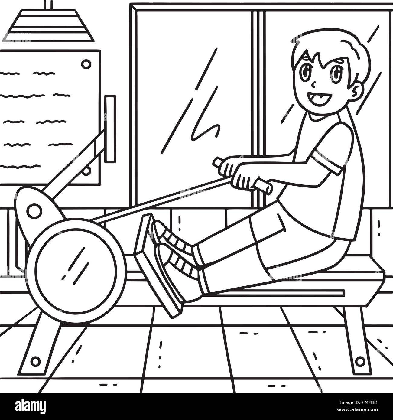 Rowing Oarsman on Indoor Rowing Machine Coloring Stock Vector Image ...