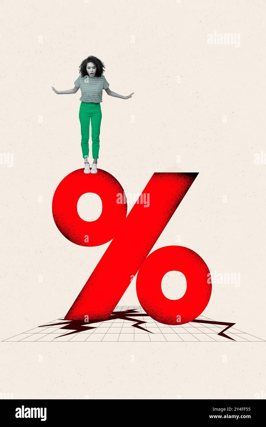 Vertical poster collage young woman crisis economy devaluation ...