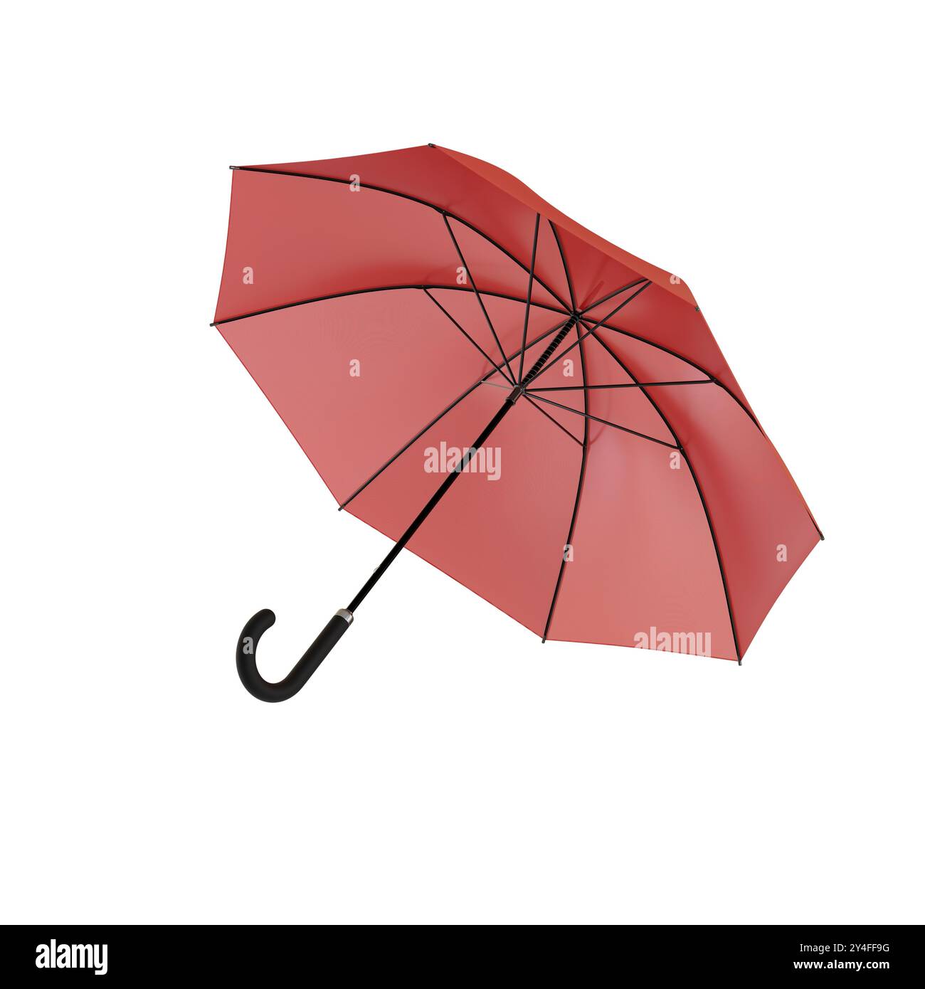 Open red umbrella with black handle, isolated on white background Stock ...