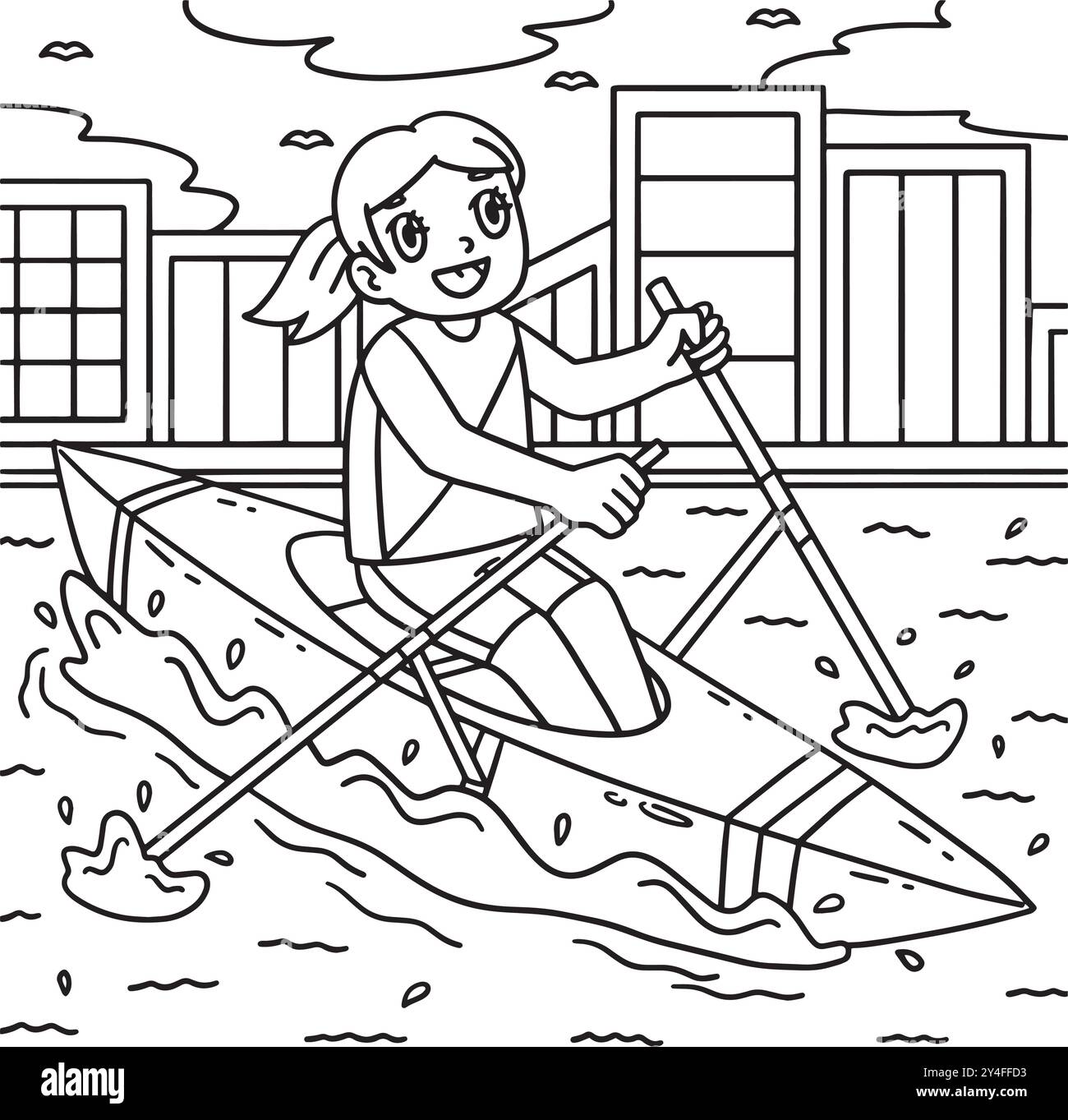 Rowing Oarswoman Coloring Page for Kids Stock Vector Image & Art - Alamy