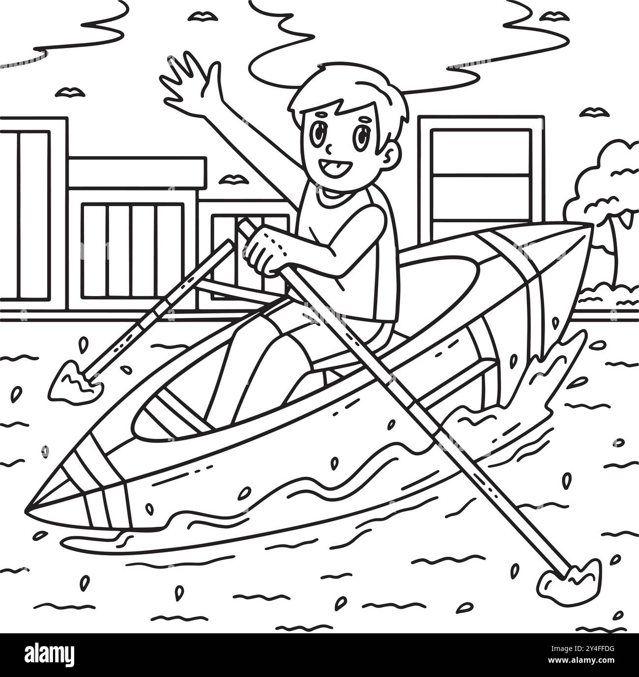 Rowing Oarsman Coloring Page for Kids Stock Vector Image & Art - Alamy