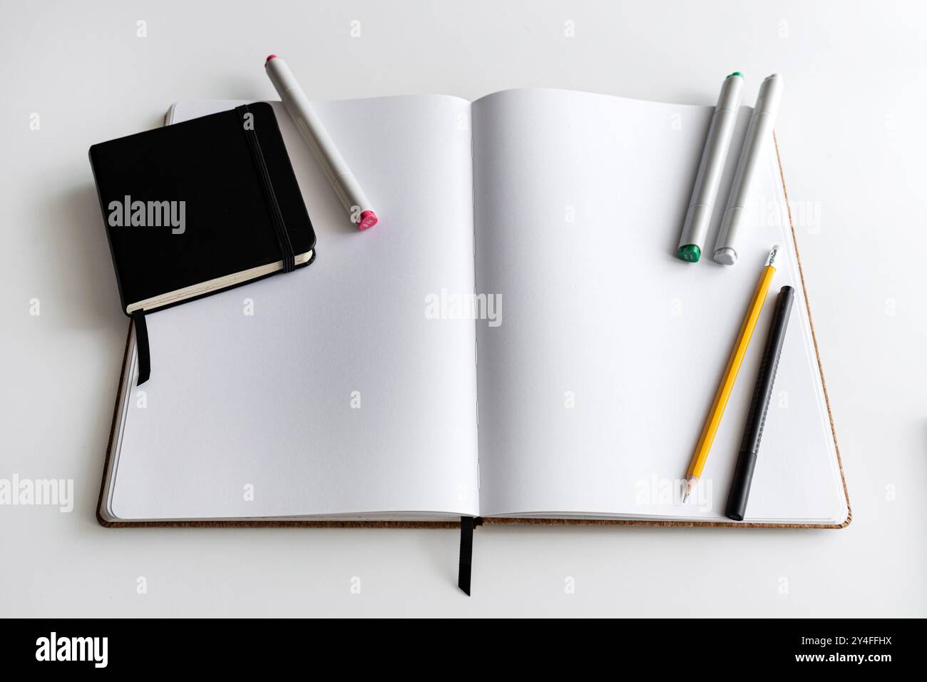 Desk notebook pencil and pens hi-res stock photography and images - Alamy