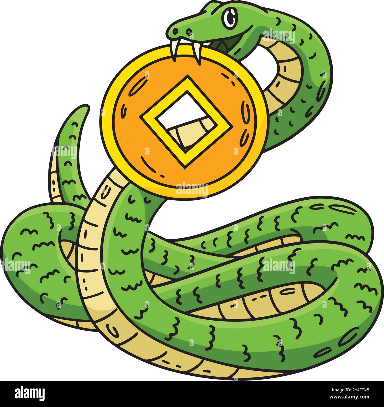 Year of the Snake Biting Coin Cartoon Clipart Stock Vector Image & Art ...