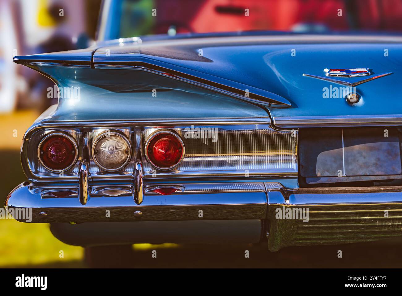 Rear view for 1960 Chevrolet Impala classic car. Doha, Qatar AUG 11 ...