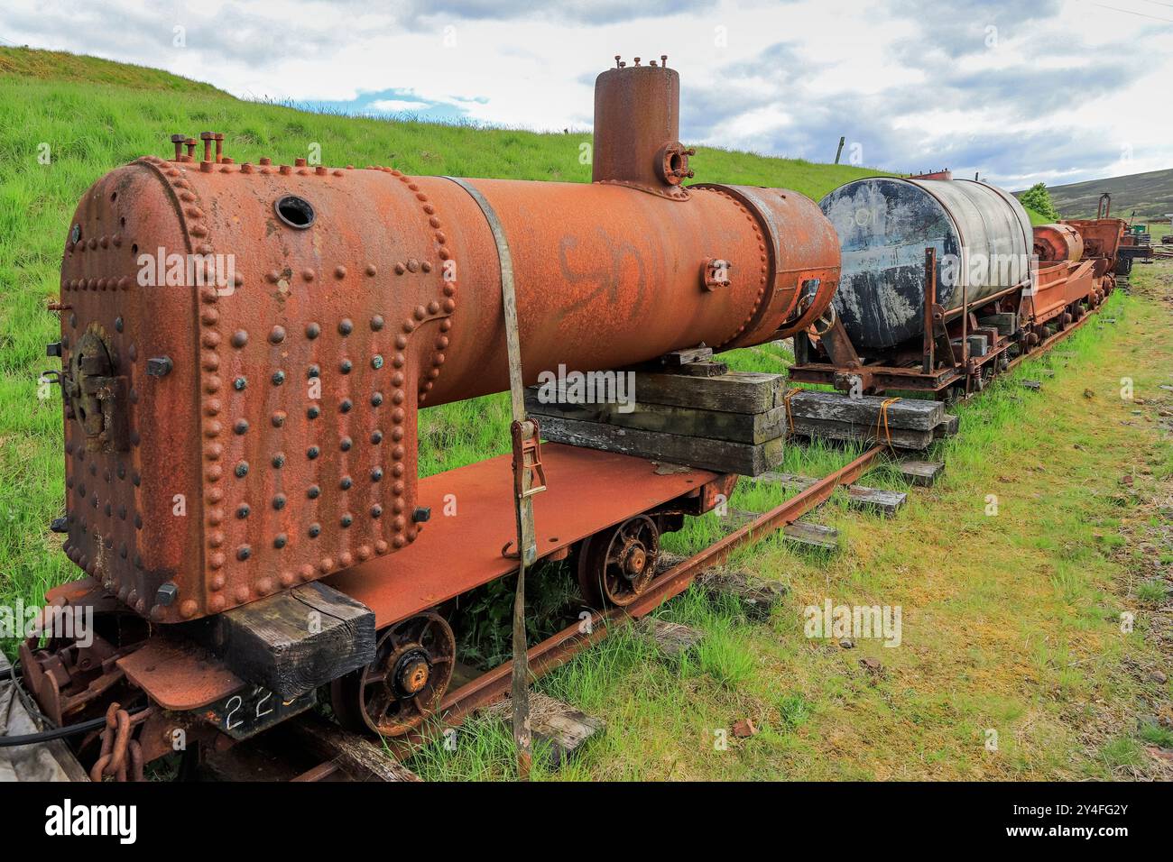 Leadhills & Wanlockhead Railway rusty train wagons & 2ft narrow gauge ...