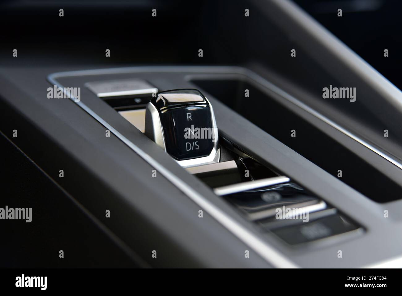 Modern automatic transmission lever on the passenger car console Stock ...