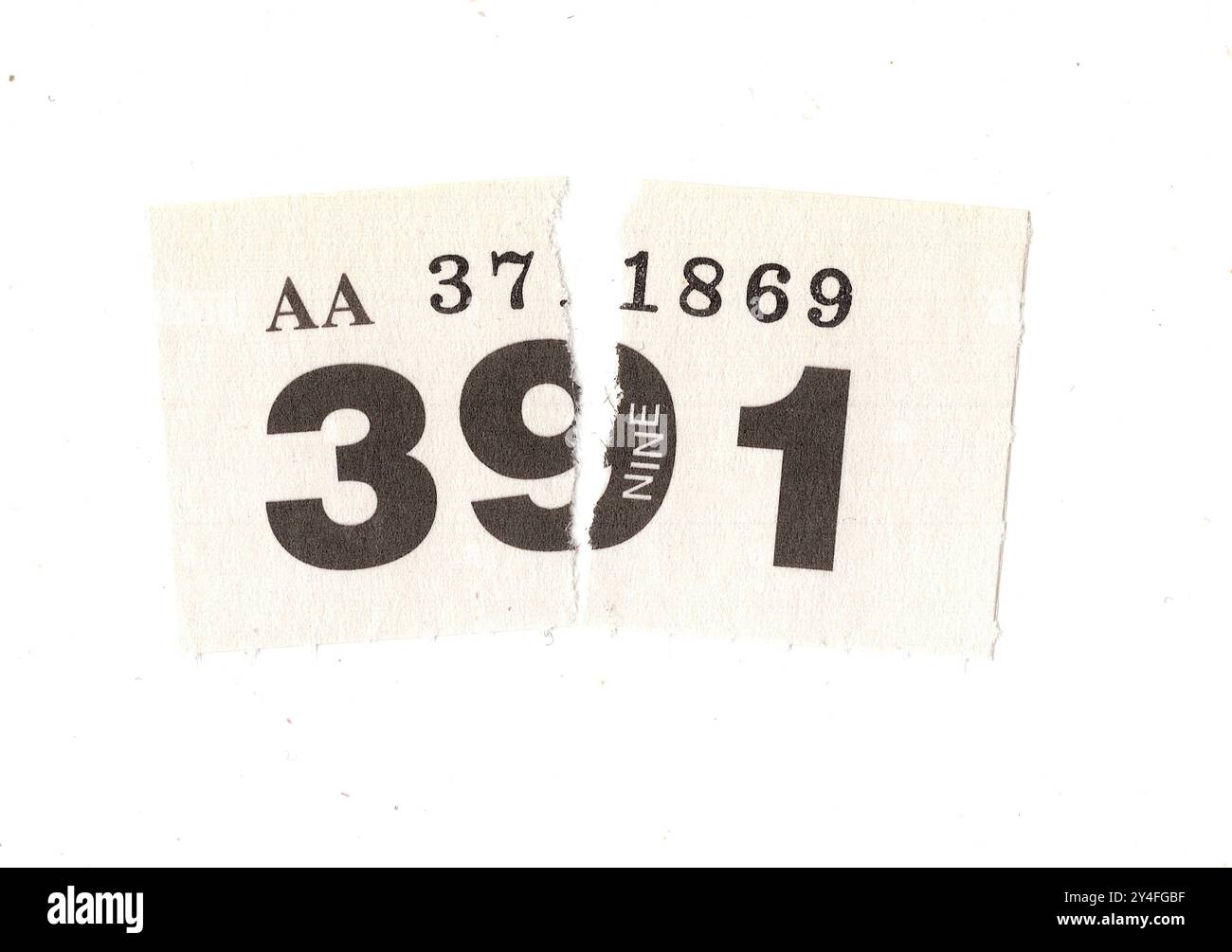 A raffle ticket torn in half on a white background Stock Photo - Alamy
