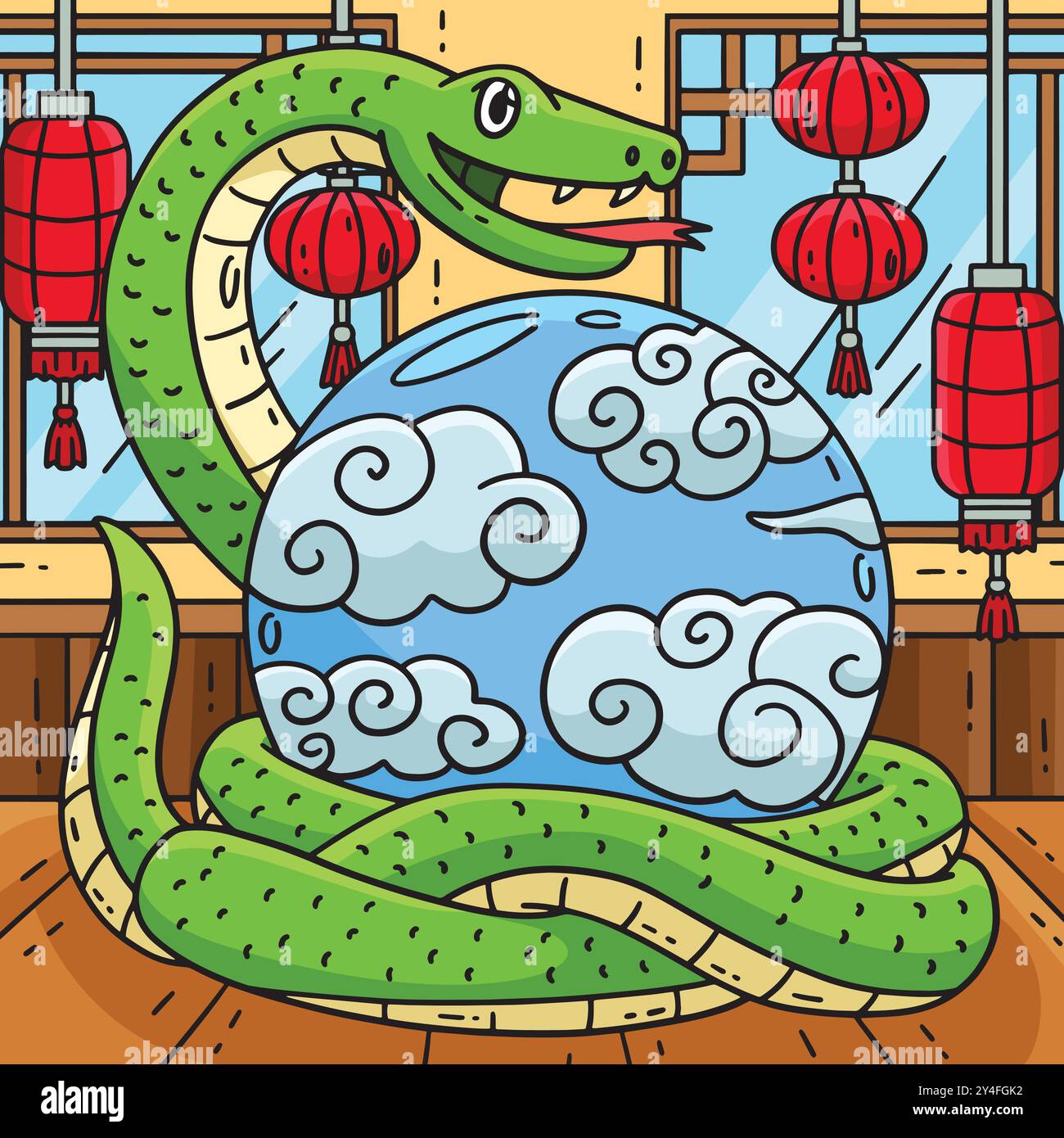 Year of the Snake and Orb Colored Cartoon Stock Vector Image & Art - Alamy