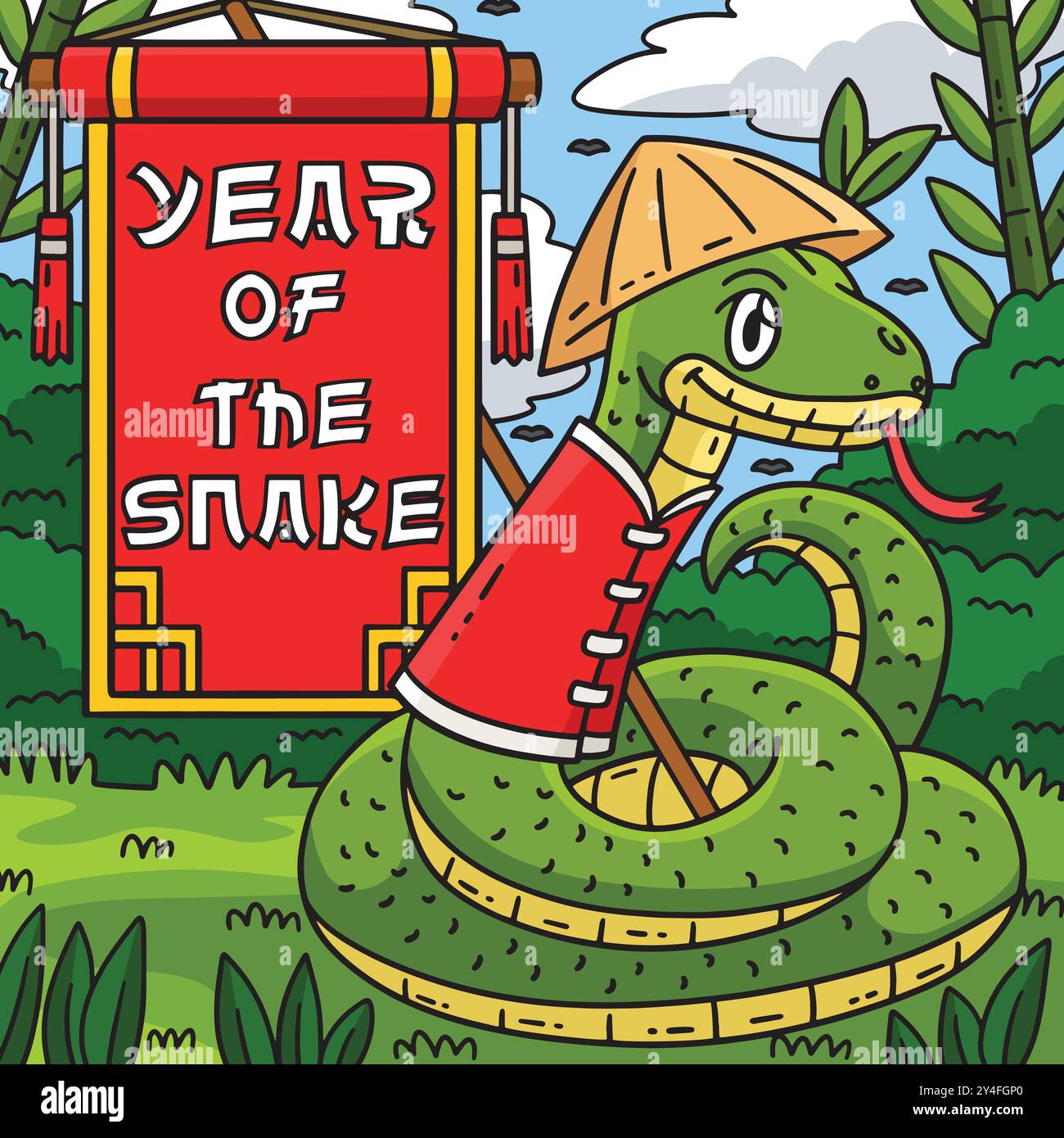 Year of the Snake Banner Colored Cartoon Stock Vector Image & Art - Alamy