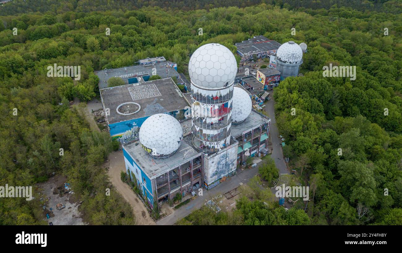 Aerial view of Spying station on Teufelsberg (DDR history) in Berlin ...