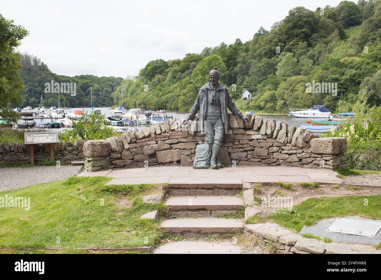 The Tom Weir statue at Balmaha Bay at Loch Lomond in Scotland in the ...
