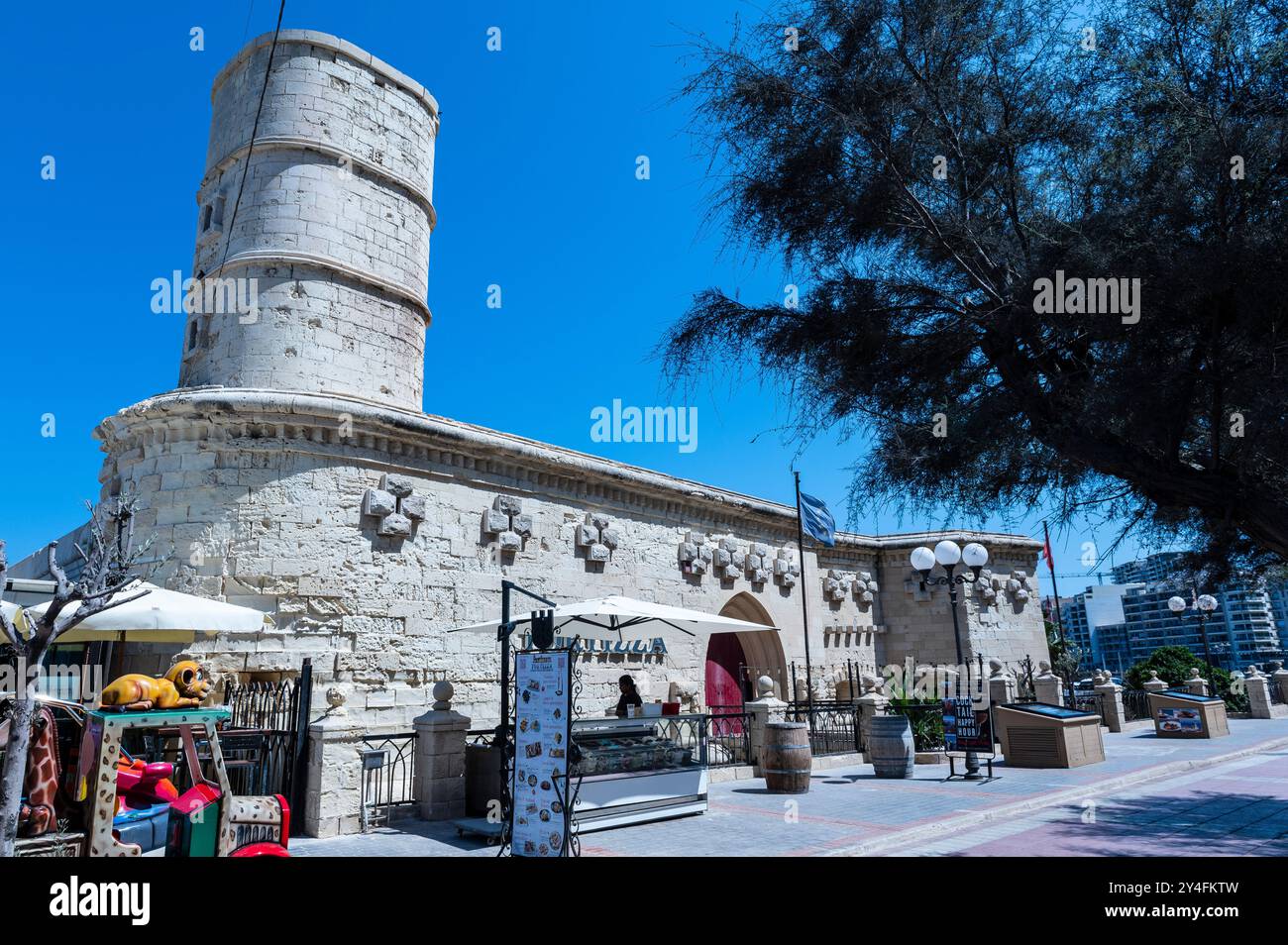 The tower on Tower Road Sliema Malta Stock Photo - Alamy