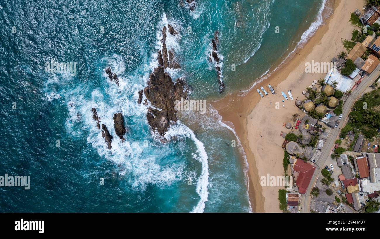 Aerial view of Mazunte beach located in the State of Oaxaca, Mexico ...