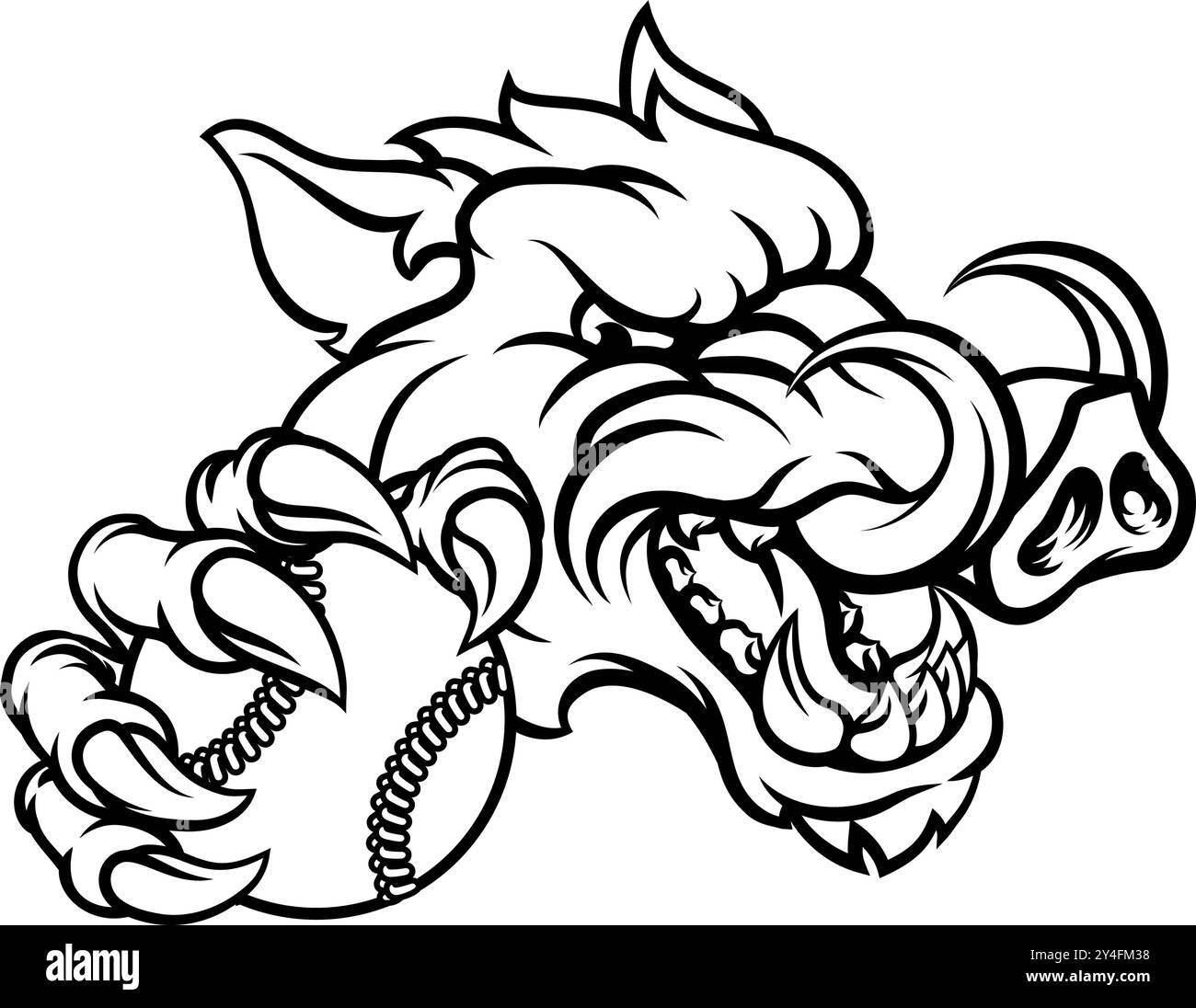 Boar Wild Hog Razorback Warthog Baseball Mascot Stock Vector Image ...