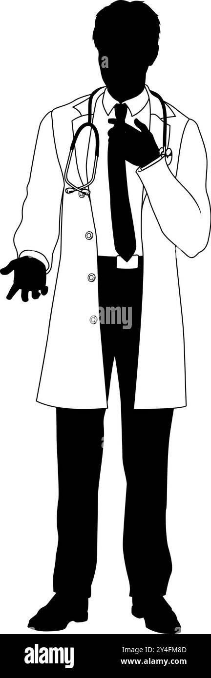Doctor Man Medical Silhouette Healthcare Person Stock Vector Image ...