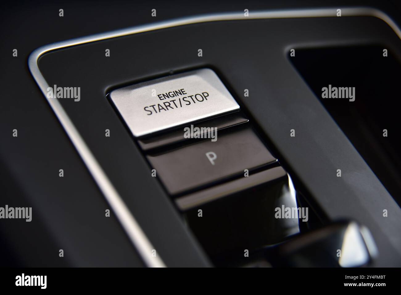 Start stop engine button on a modern car dashboard Stock Photo - Alamy