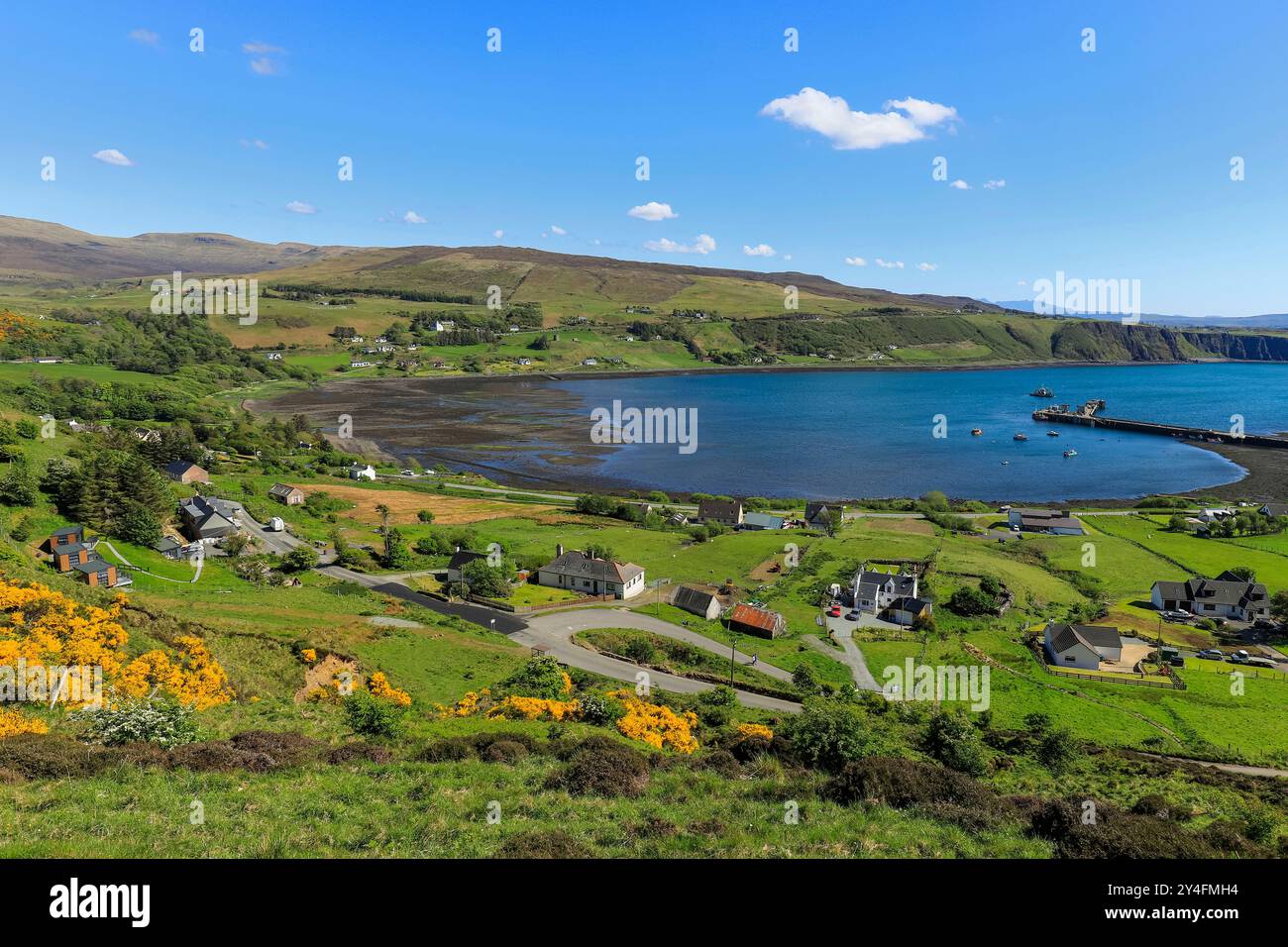 View South from Idrigal Bay Viewpoint to Uig harbour & ferry port in ...