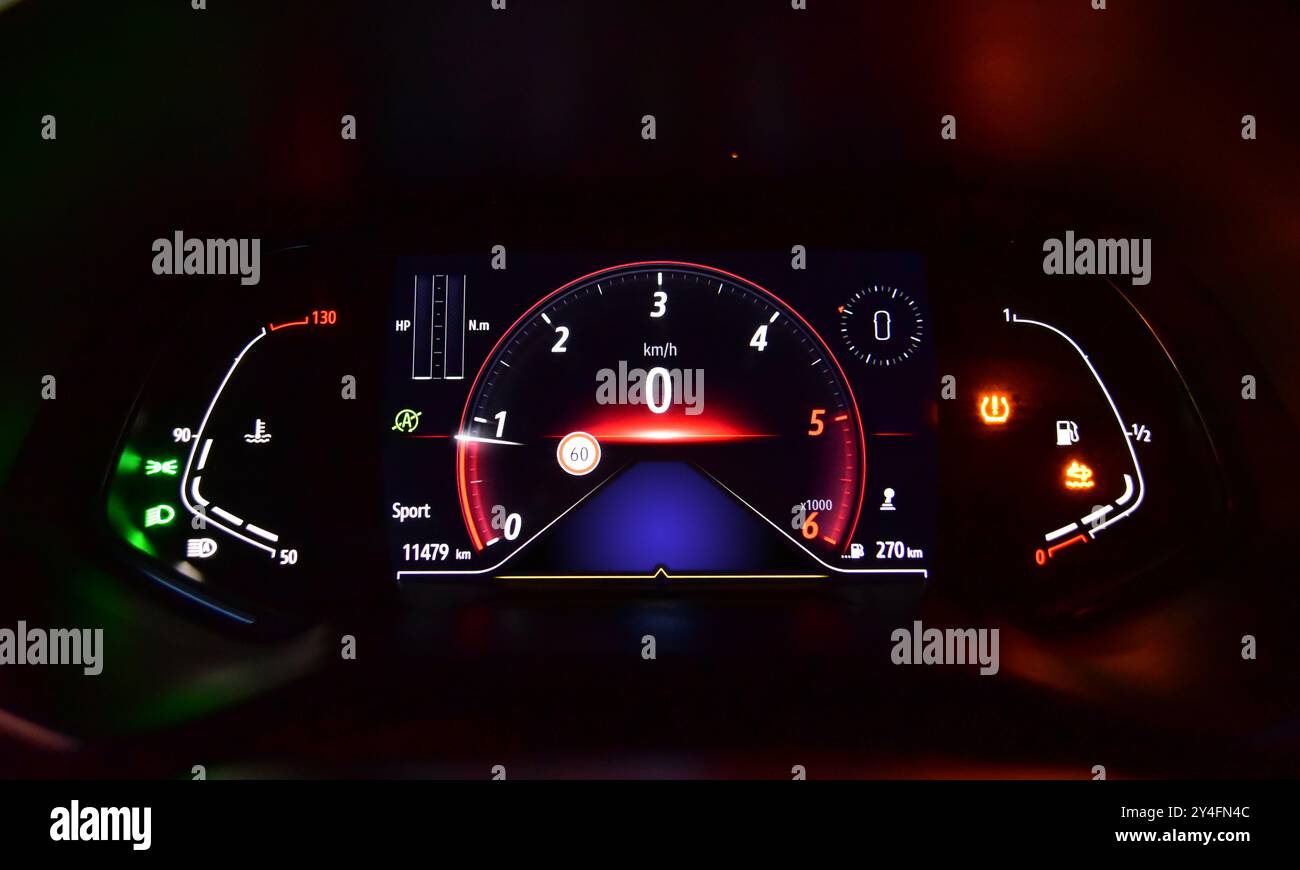 Digital instrument display in passenger car Stock Photo - Alamy