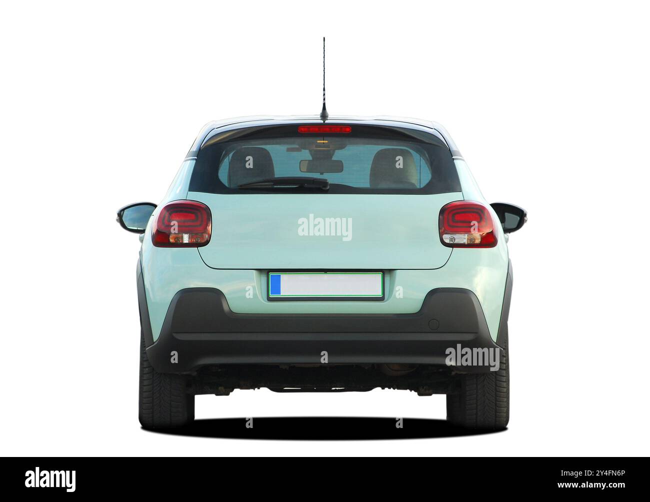 Passenger car on white background, back view Stock Photo - Alamy