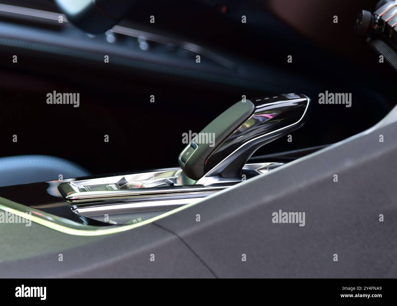 Modern automatic transmission lever on the passenger car console Stock ...