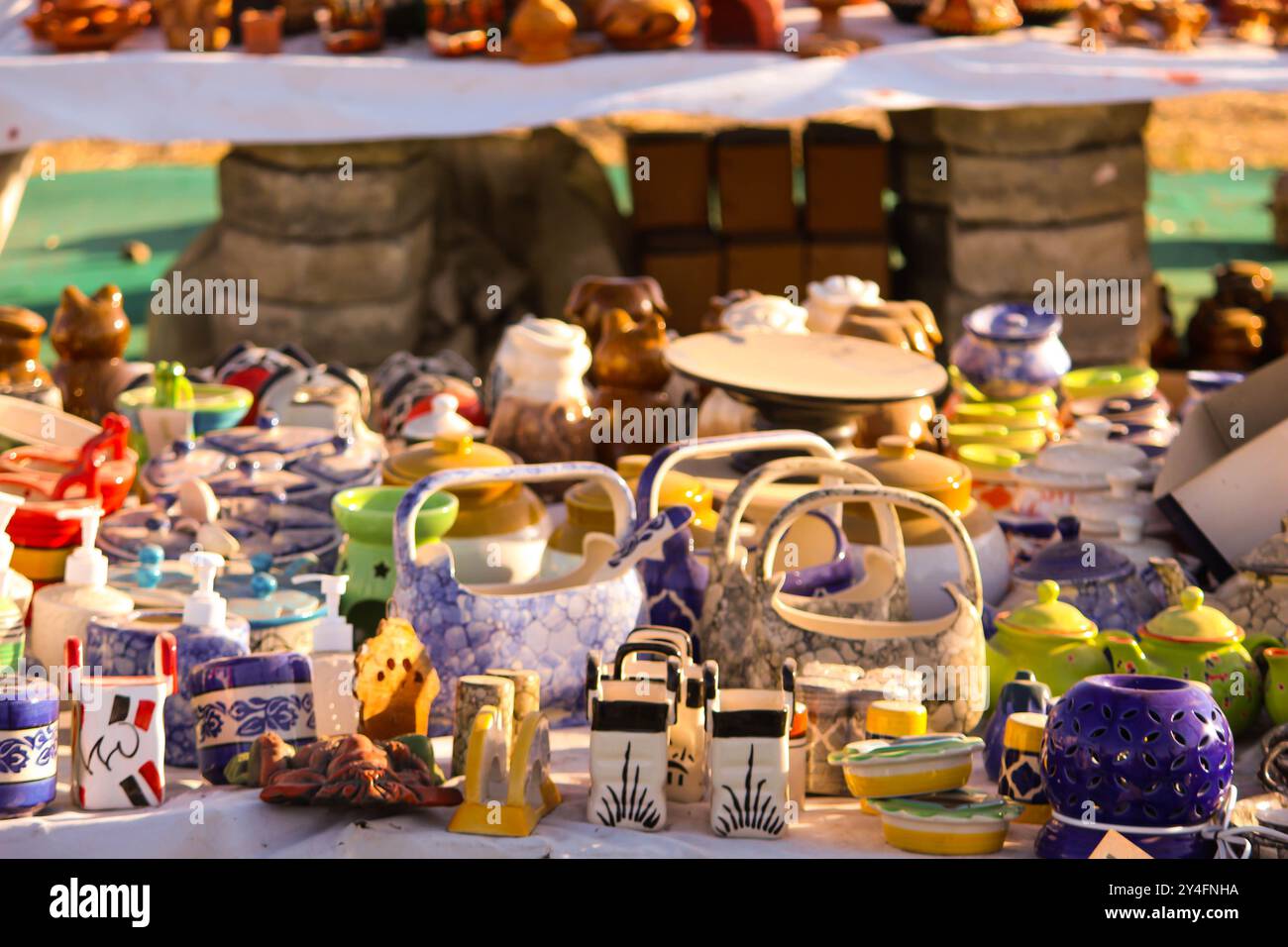 Traditional Indian handmade Items of Earthenware Or Ceramic at a Vendor ...