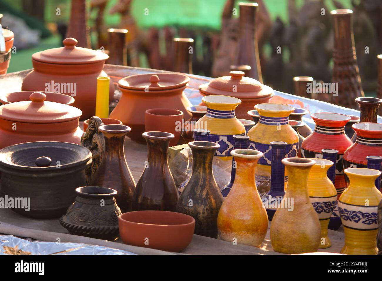 Traditional Indian handmade Items of Earthenware Or Ceramic at a Vendor ...