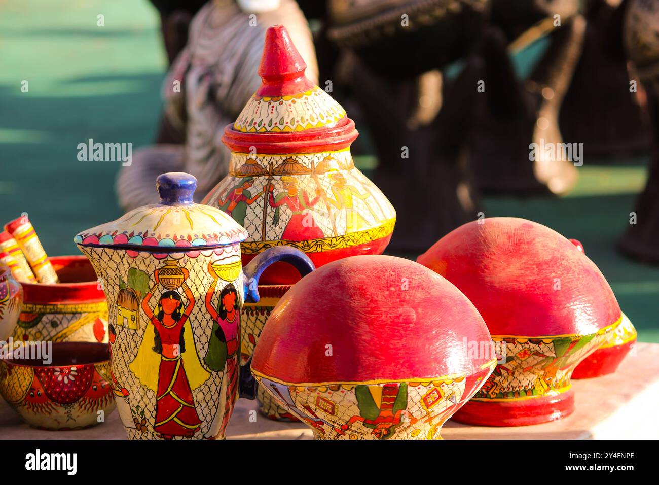 Traditional Indian handmade Items of Earthenware Or Ceramic at a Vendor ...