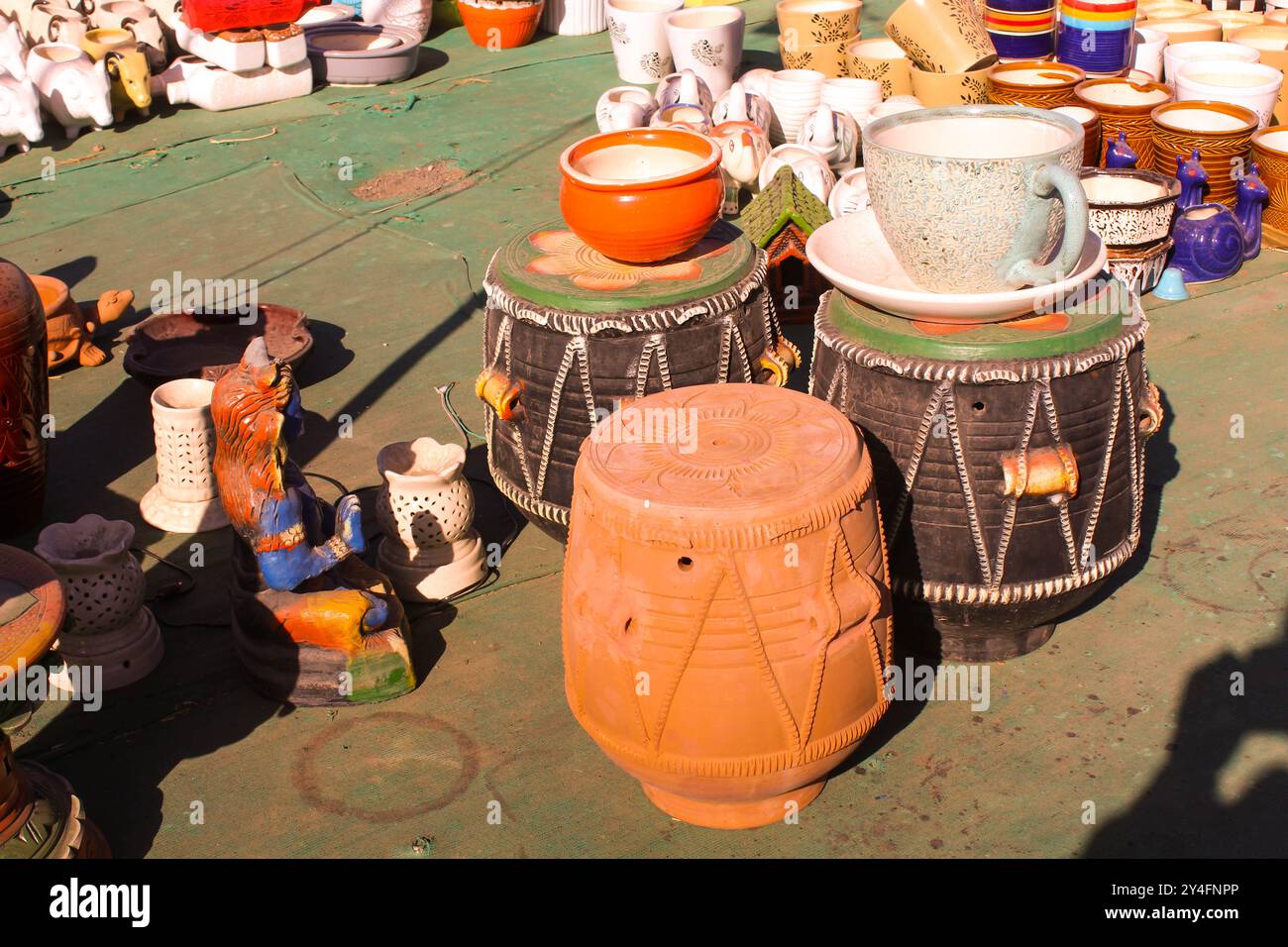 Traditional Indian handmade Items of Earthenware Or Ceramic at a Vendor ...