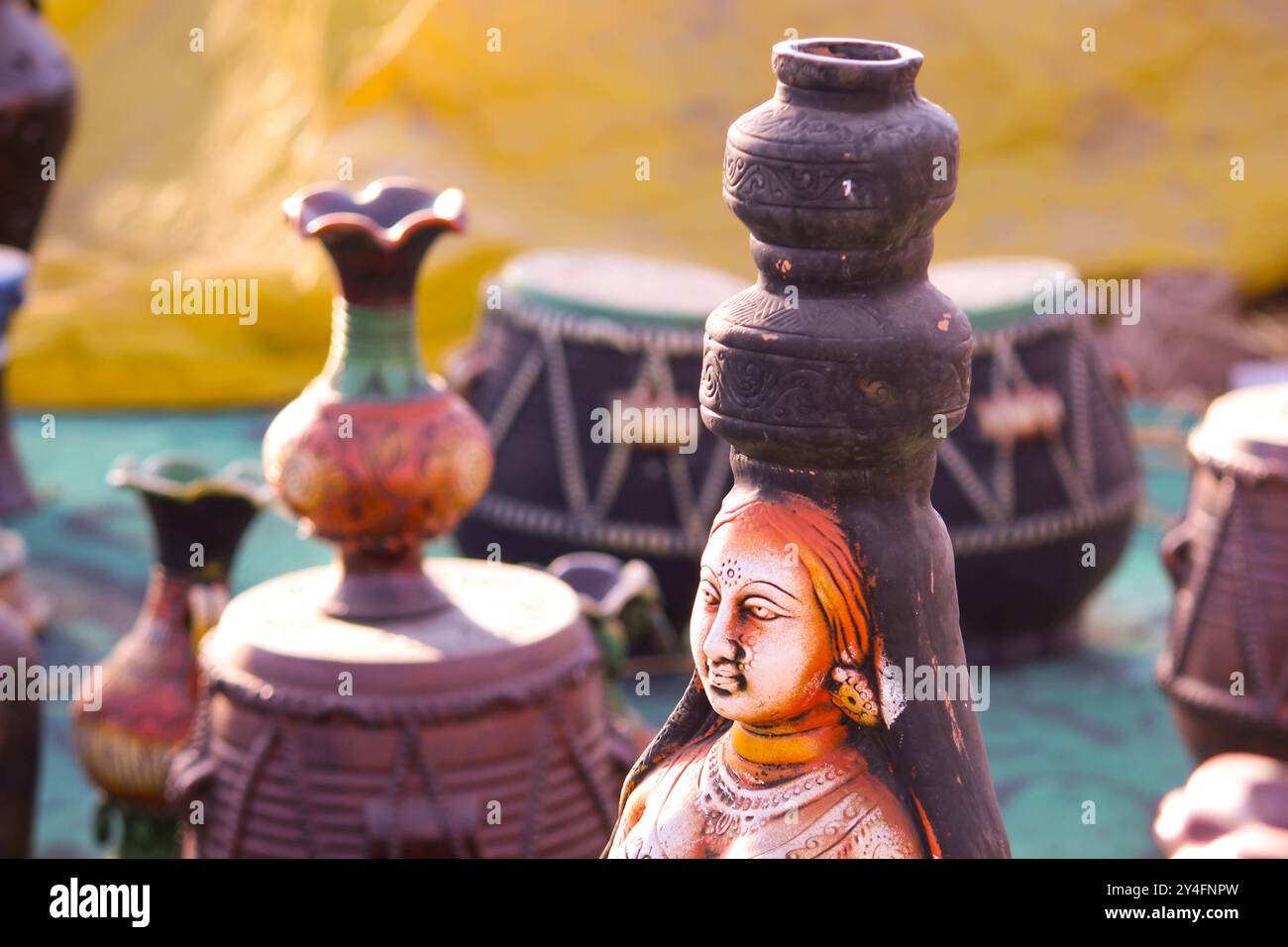 Traditional Indian handmade Items of Earthenware Or Ceramic at a Vendor ...