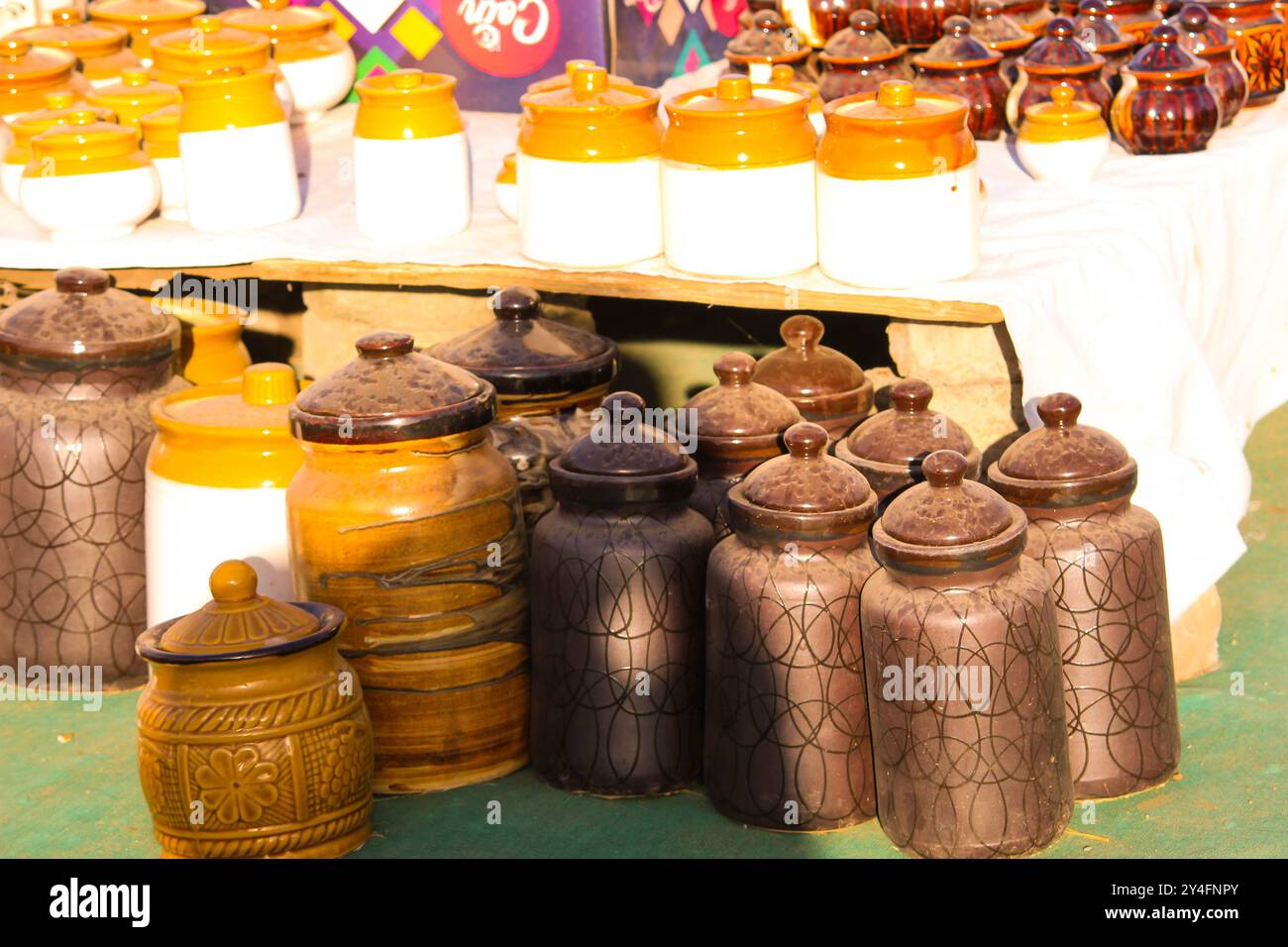 Traditional Indian handmade Items of Earthenware Or Ceramic at a Vendor ...