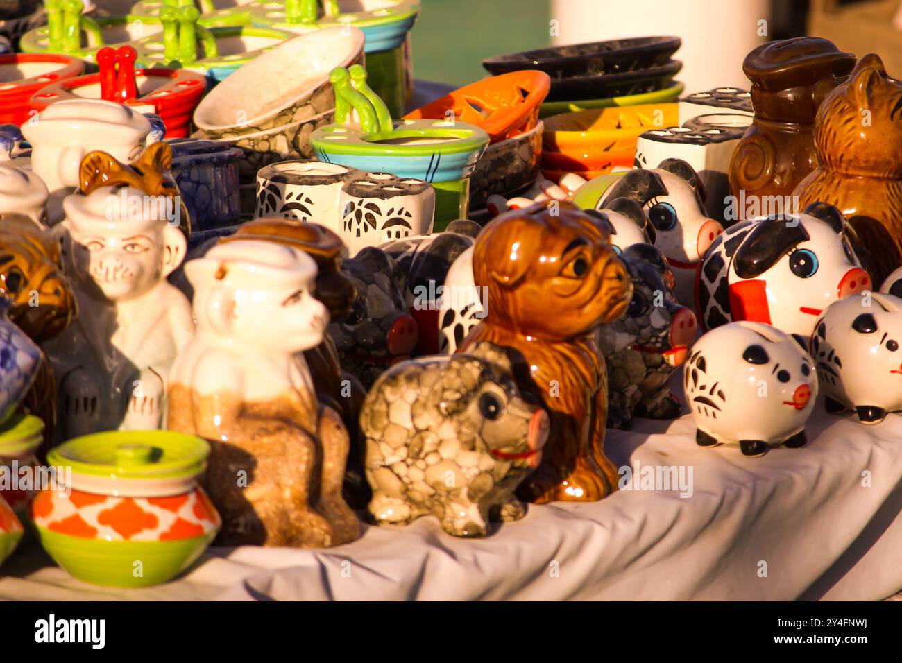 Traditional Indian handmade Items of Earthenware Or Ceramic at a Vendor ...