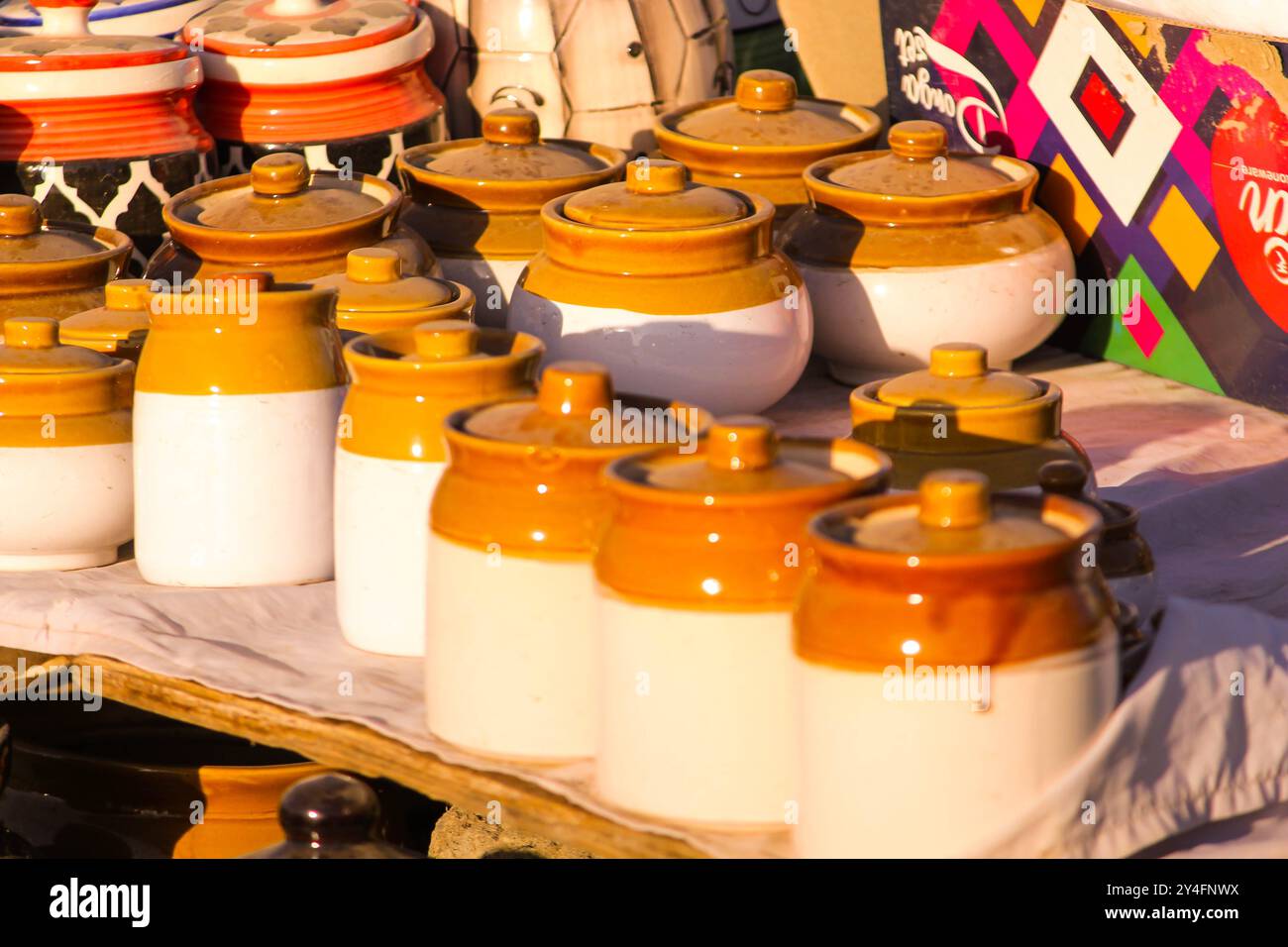 Traditional Indian handmade Items of Earthenware Or Ceramic at a Vendor ...