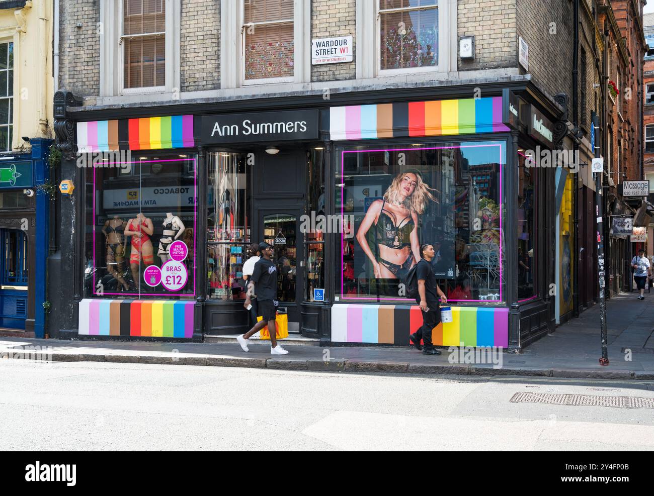 People walking by Ann Summers lingerie shop on Wardour Street Soho ...