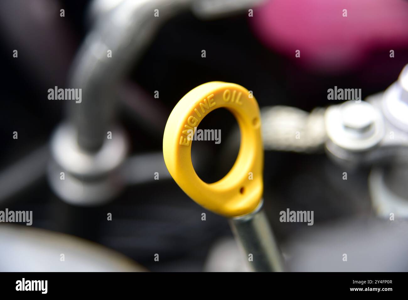 Car engine oil level dipstick, detail Stock Photo - Alamy
