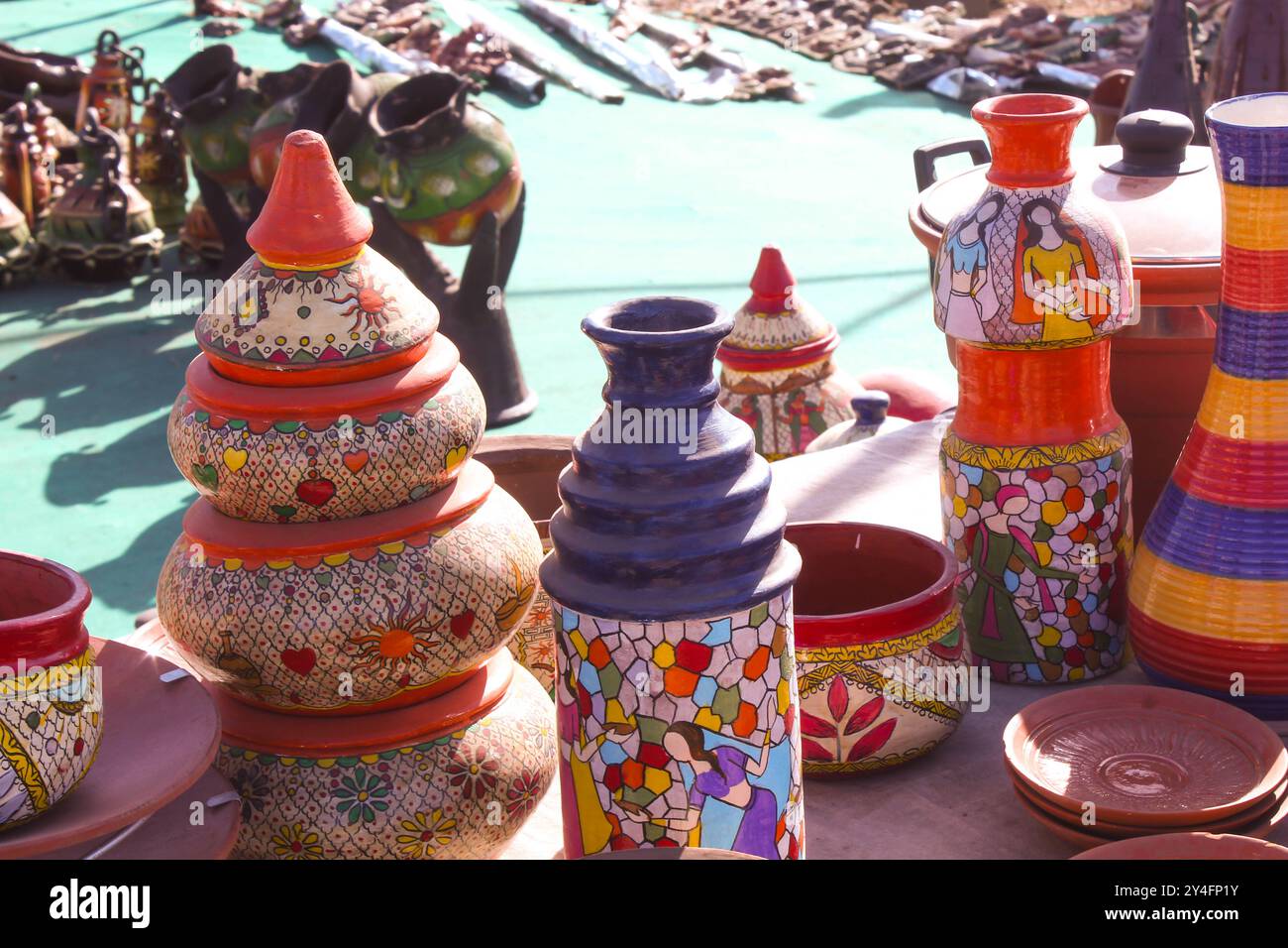 Traditional Indian handmade Items of Earthenware Or Ceramic at a Vendor ...