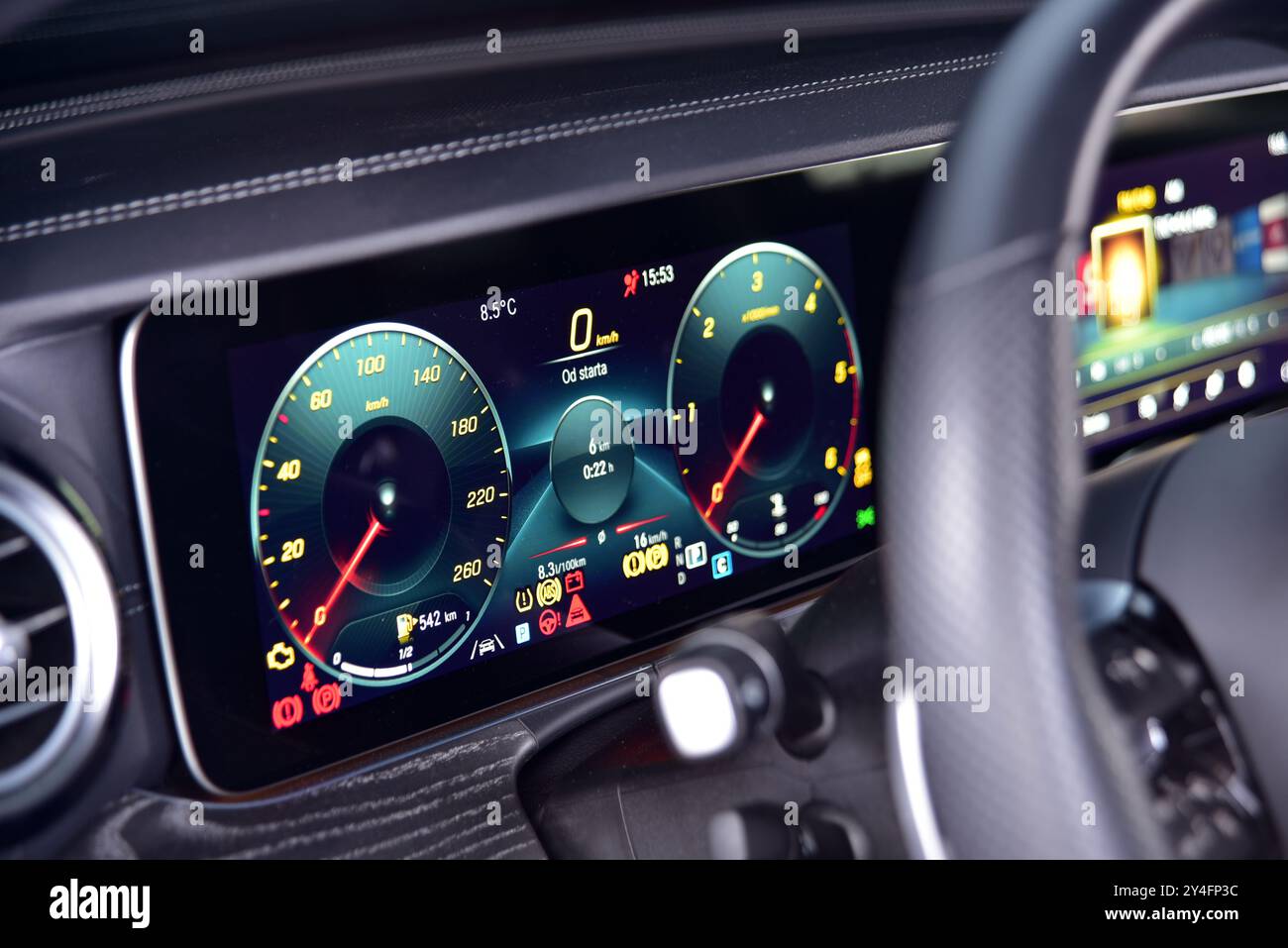 Digital instrument display in passenger car Stock Photo - Alamy