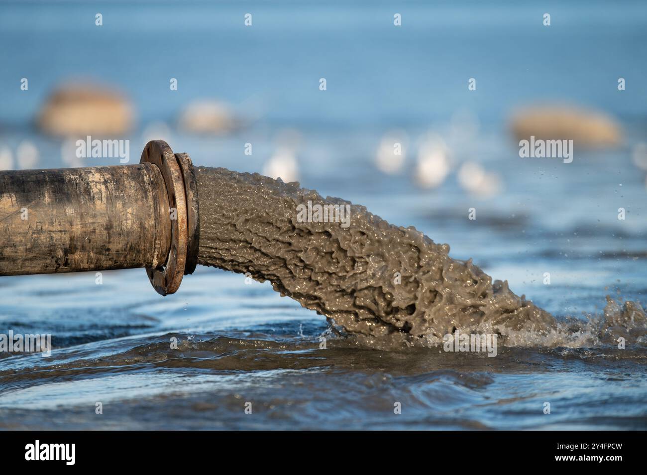Beach restoration using a sand transfer system in Engure, Latvia Stock ...