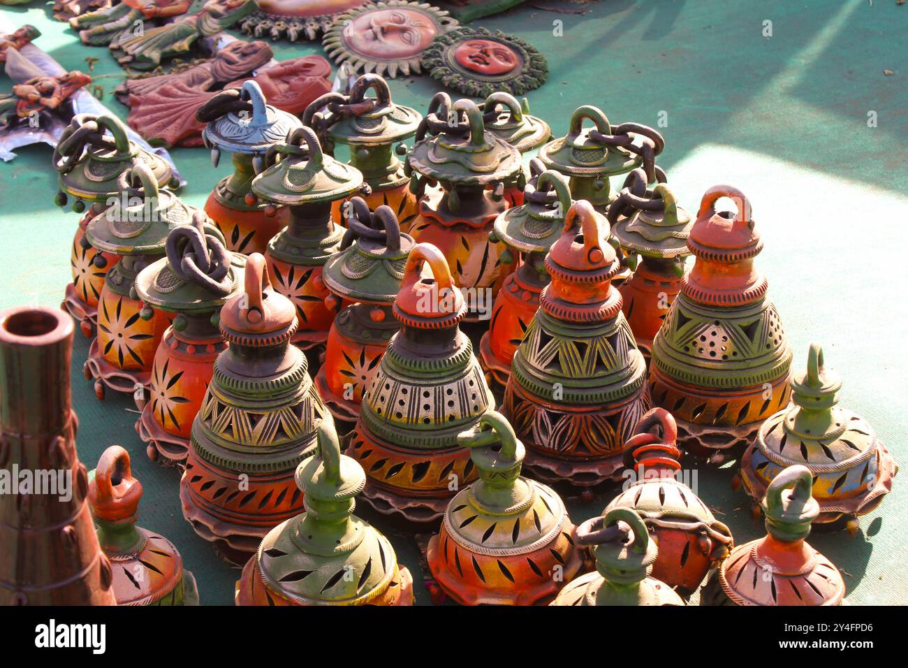Traditional Indian handmade Items of Earthenware Or Ceramic at a Vendor ...