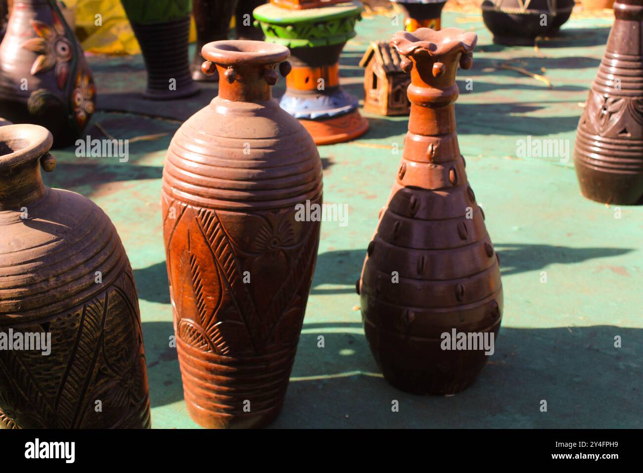 Traditional Indian handmade Items of Earthenware Or Ceramic at a Vendor ...