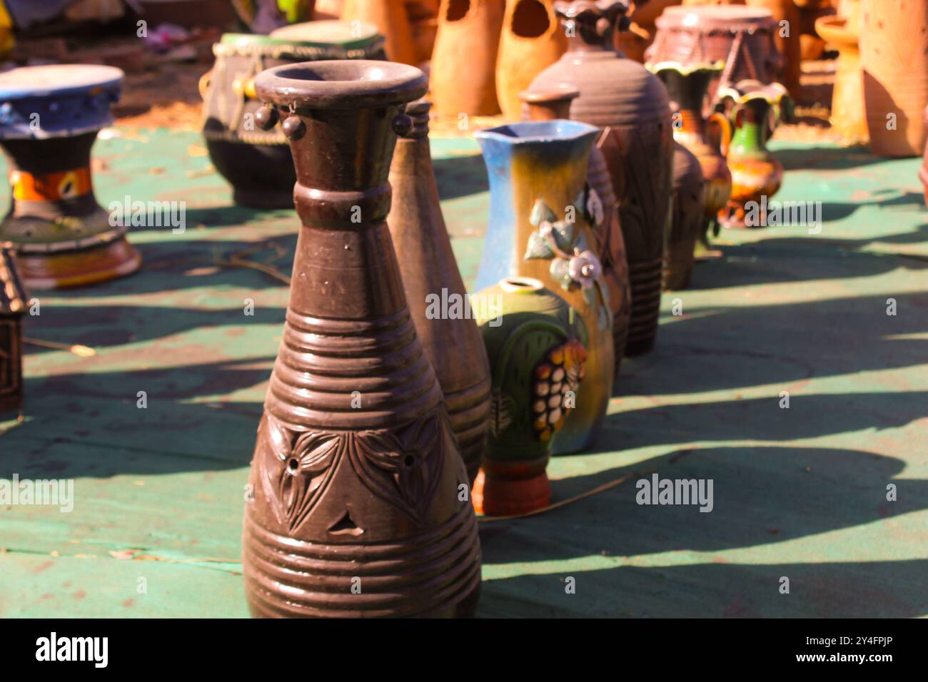 Traditional Indian handmade Items of Earthenware Or Ceramic at a Vendor ...